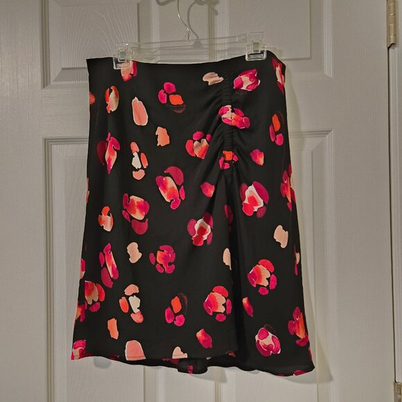 CAbi | Skirts | Cabi Petal Skirt Pink Floral On Black Lined Ruched ...